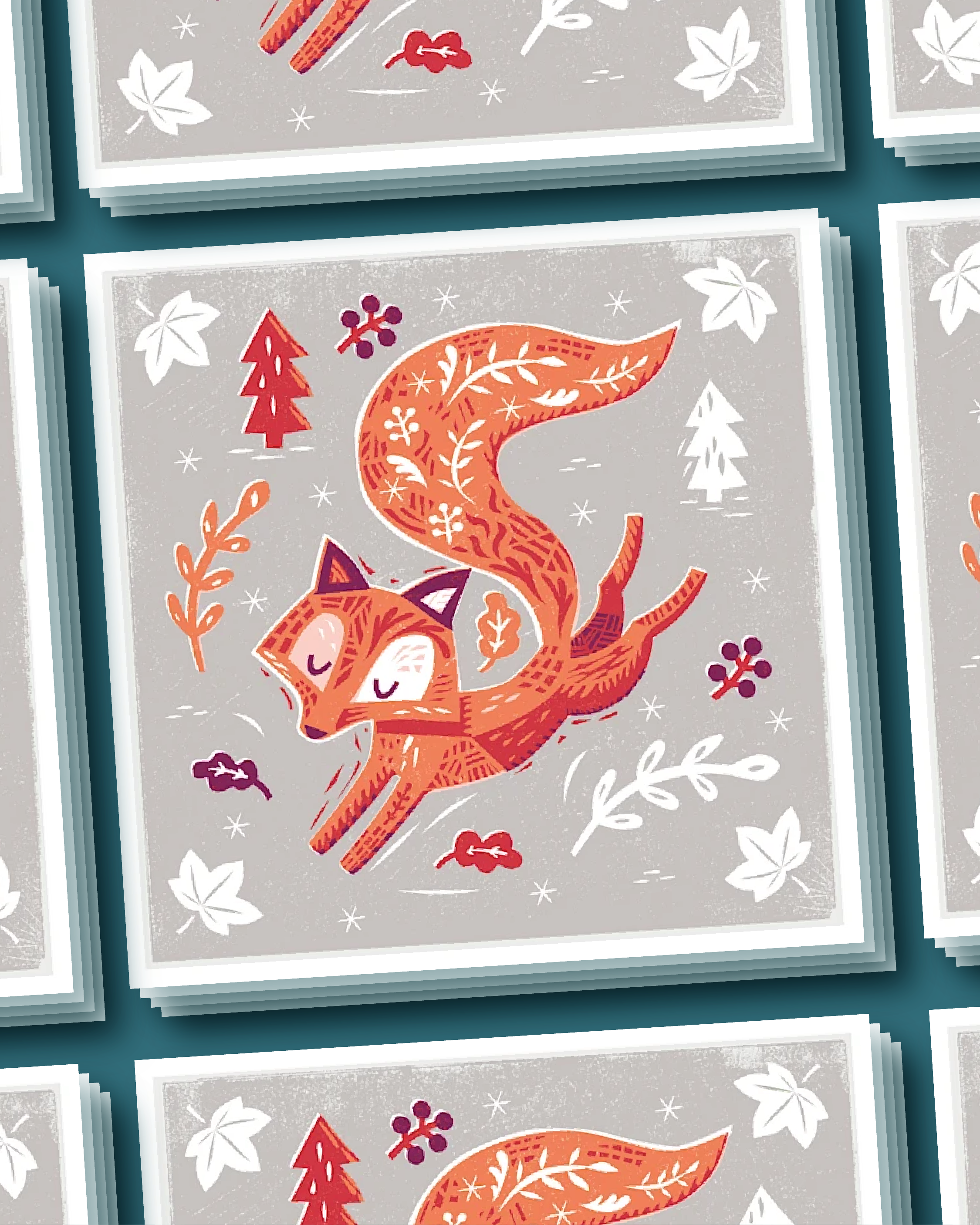Festive Fox Cards – Ink Cunliffe Printmaking
